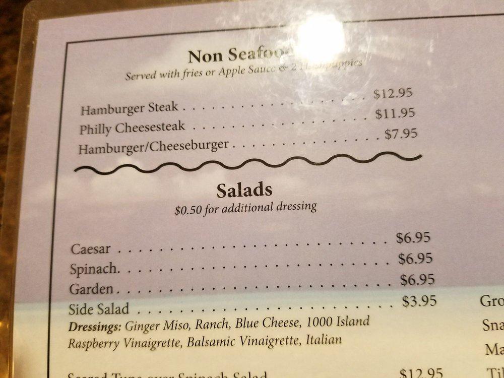 Menu at Sid & Linda's Seafood Market restaurant, Jacksonville