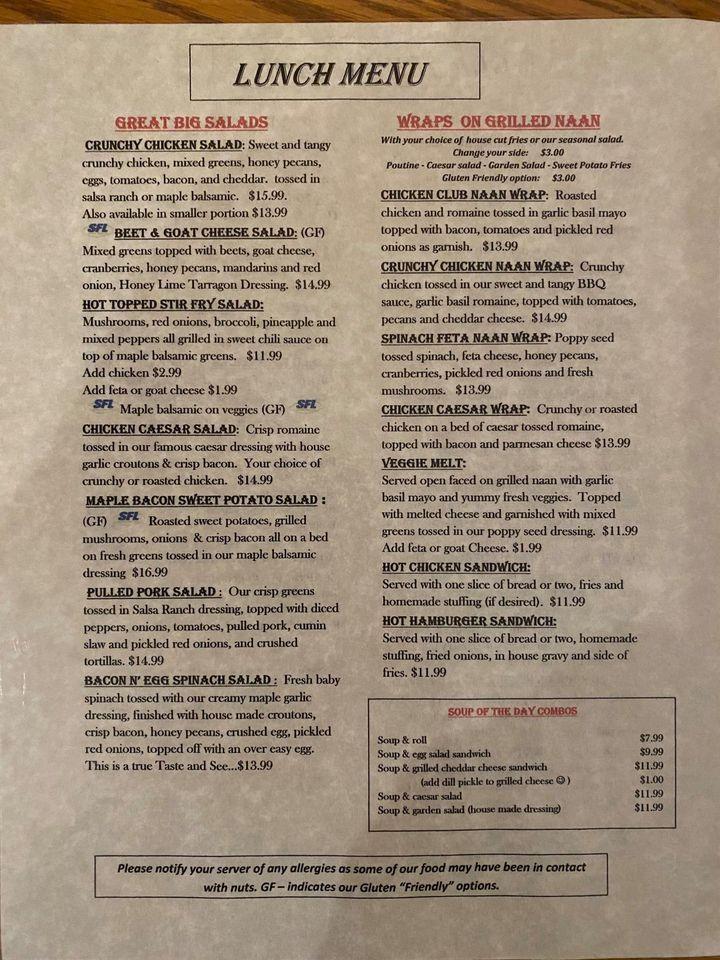 Menu at Taste and See cafe, Sussex