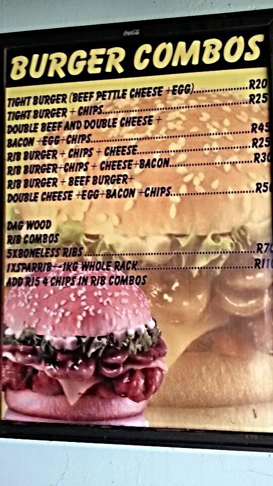 Menu at Tight Corner 1st stop restaurant, Brakpan, Ndabezitha str