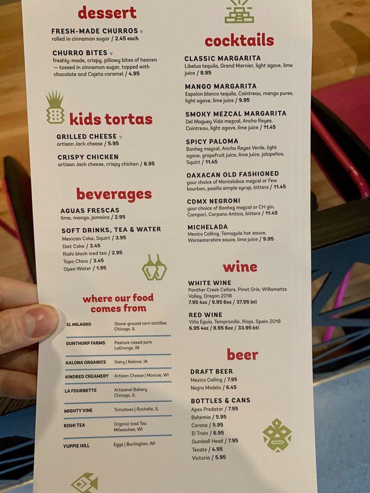 Menu at Tortazo pub & bar, Chicago