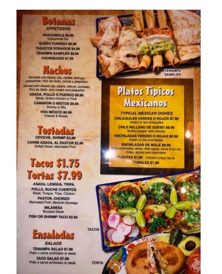Menu at El Tenampa Mexican Restaurant, Kissimmee, W Irlo Bronson ...