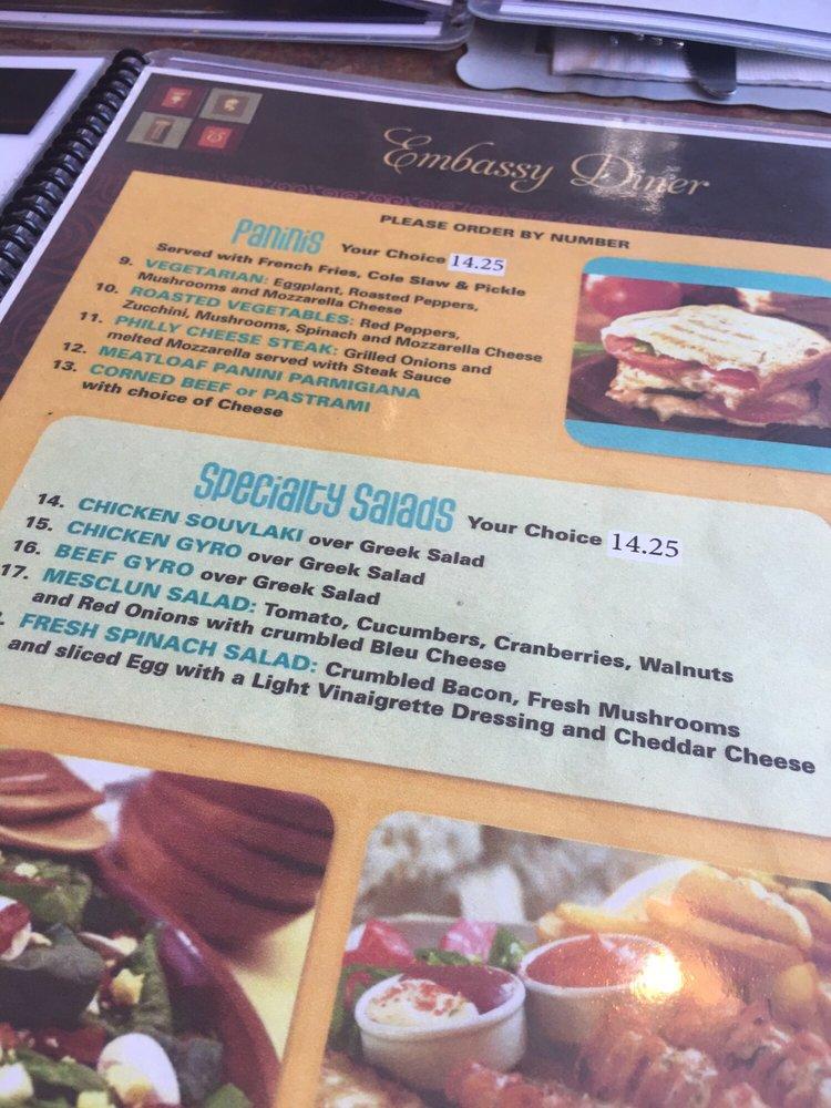 Menu at Embassy Diner restaurant, Bethpage