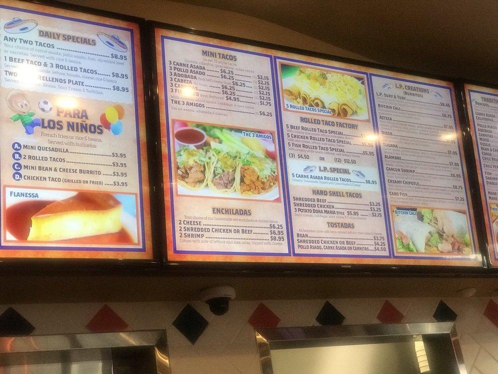Menu at Los Panchos restaurant, Chula Vista, Birch Rd