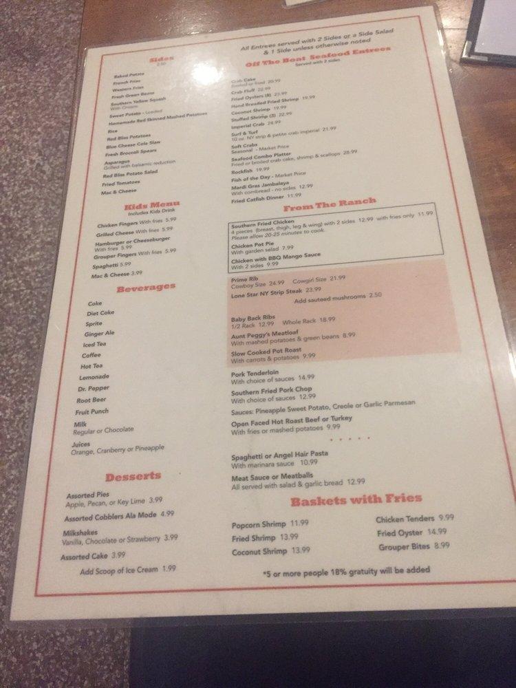 Menu at Oak Creek Cafe, Arbutus