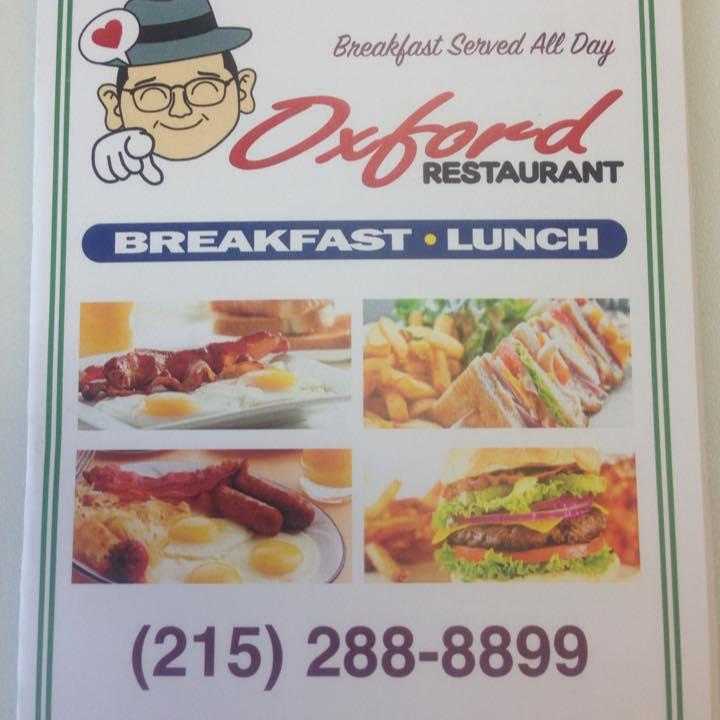 Menu at Oxford Restaurant Breakfast and Lunch, Philadelphia, Oxford Ave