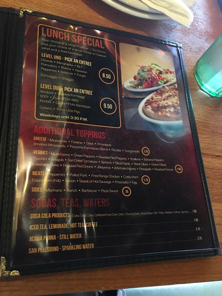 Menu at 800 Degrees Wood Fired Pizza pizzeria, Fort Wayne