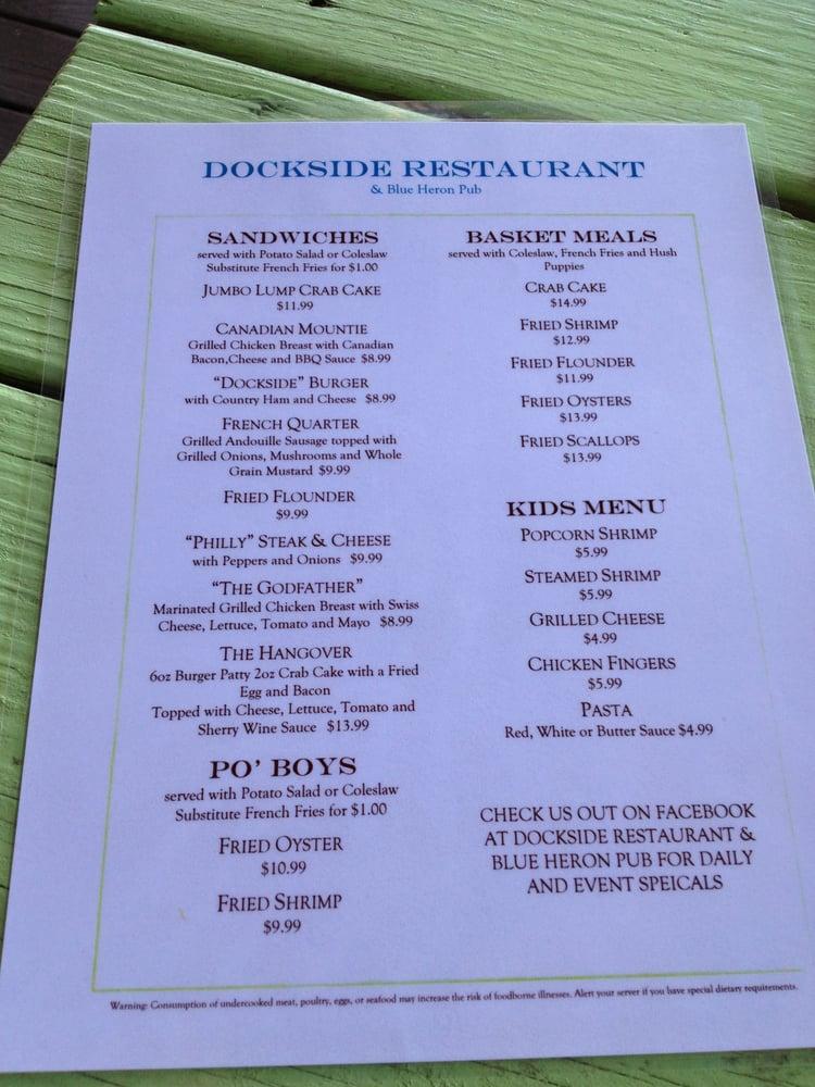 Menu at Dockside Restaurant & Tiki Bar, Colonial Beach