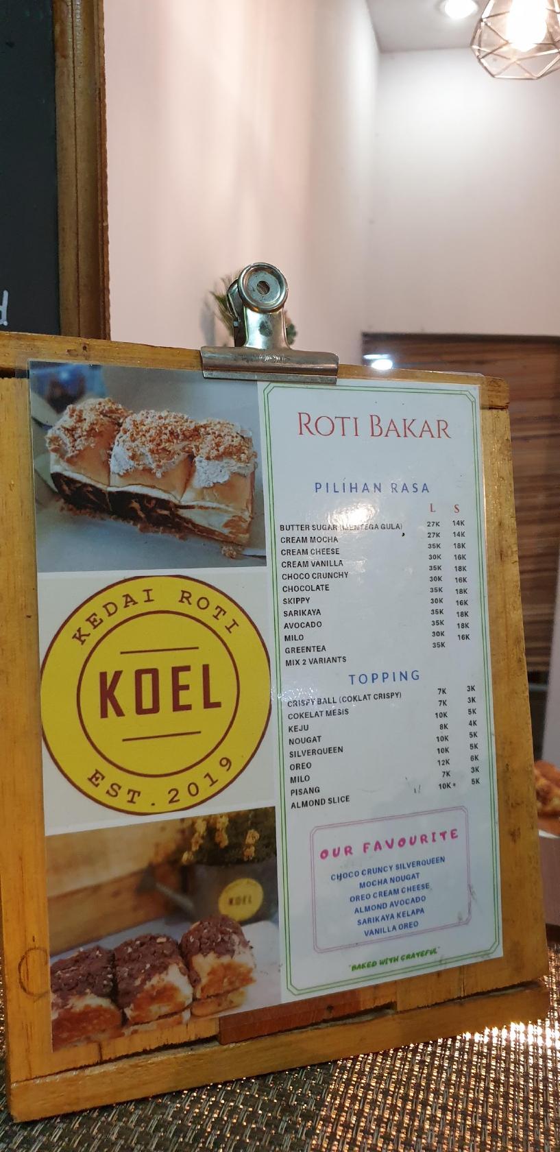 Menu at Kedai KoEL - Komo Luar, Manado
