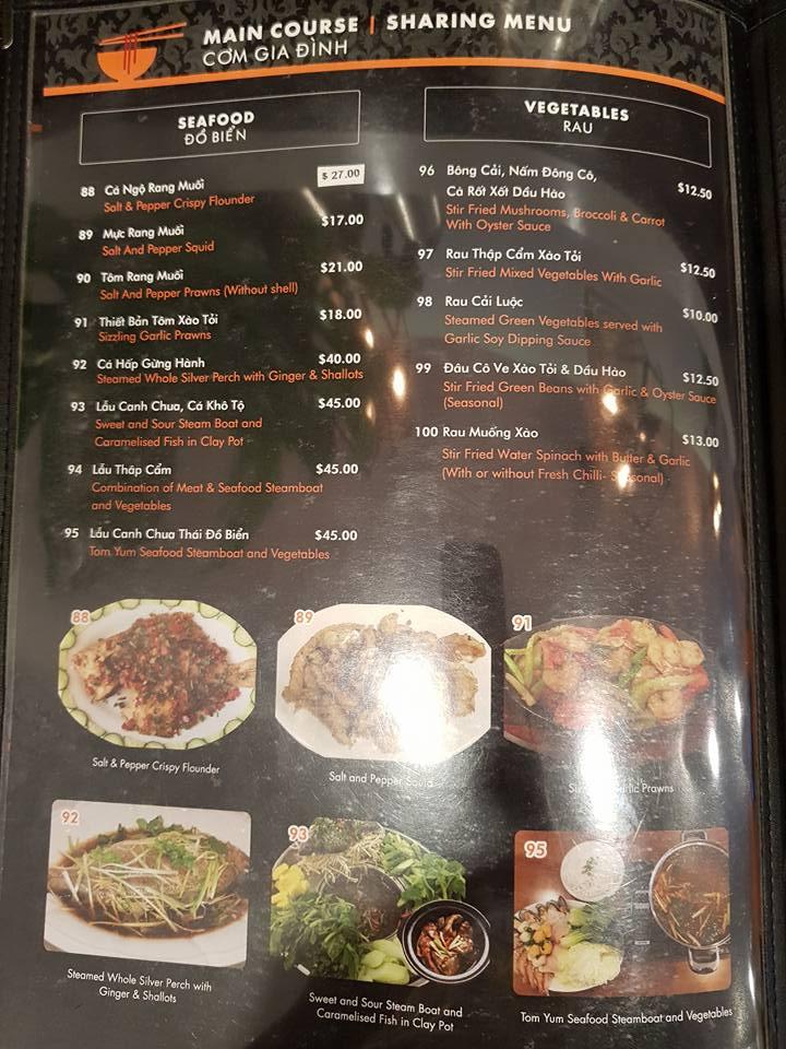 Menu at Pho 2U restaurant, Cabramatta