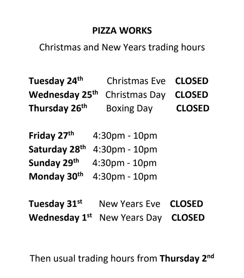 Menu at Pizza Works pizzeria, Gawler