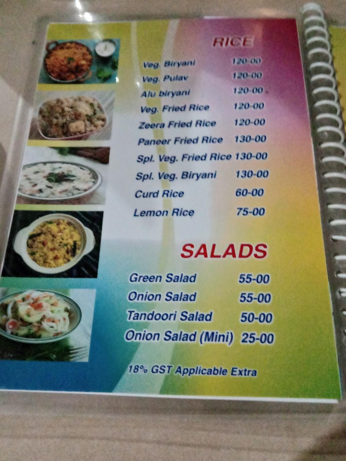 Menu at Sri Geetha Bhavan A/C Udipi Vegetarian Restaurant, Hanamkonda