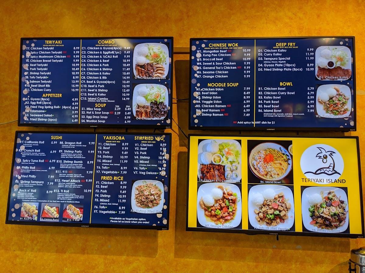 Menu at Teriyaki Island restaurant, Shoreline