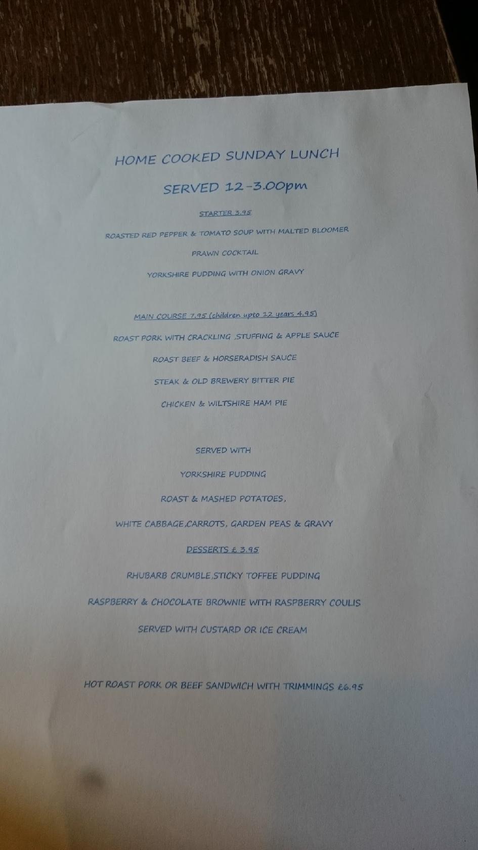 Menu at The Cow and Calf pub & bar, Sheffield