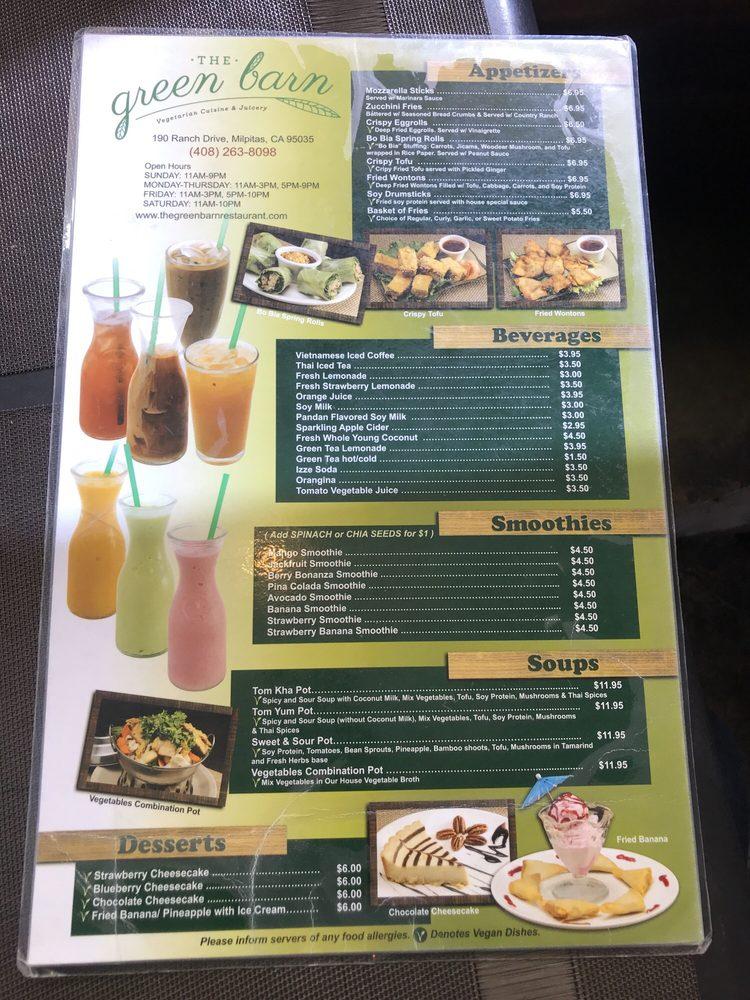 Menu at The Green Barn Restaurant, Milpitas