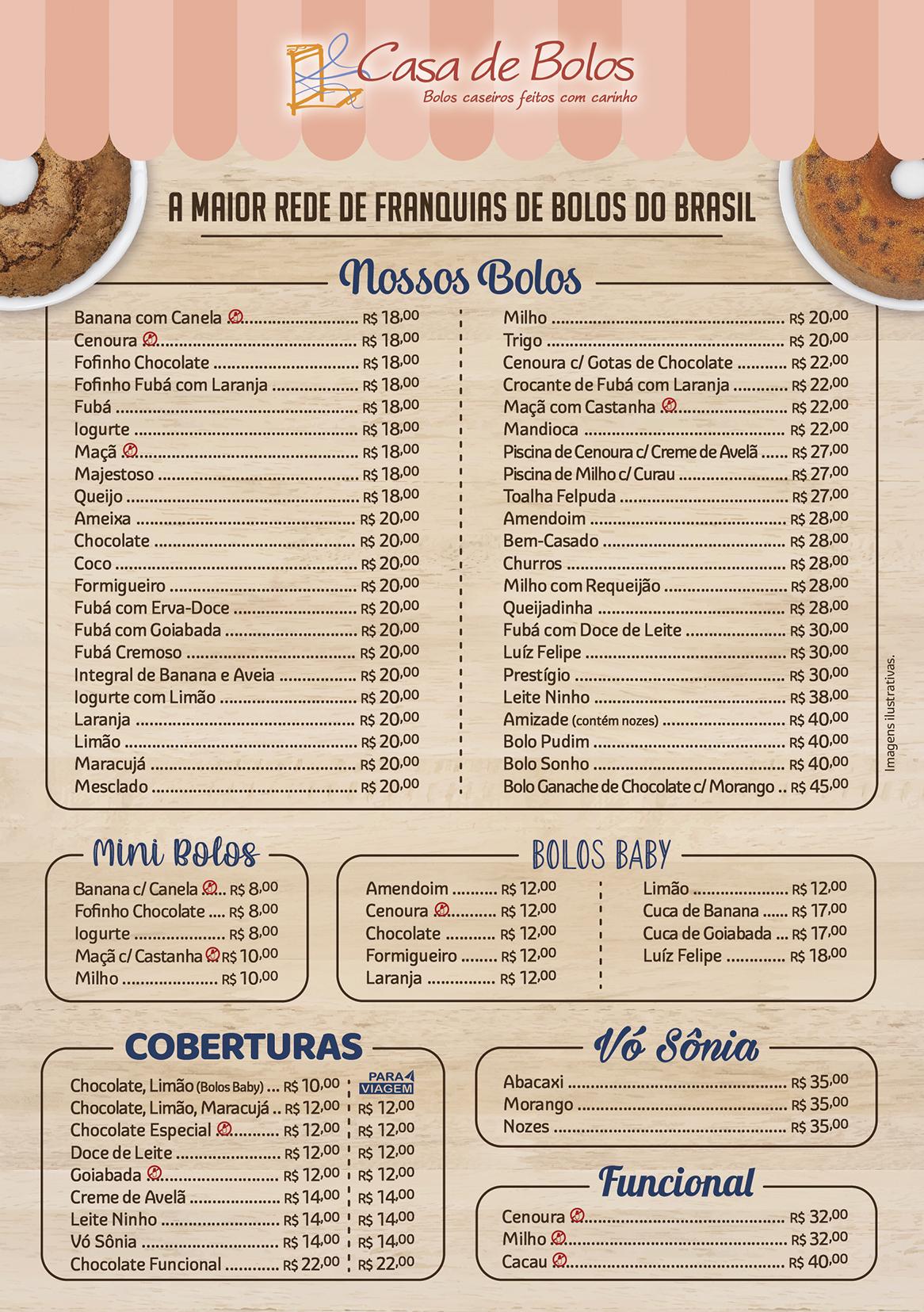 Carta del postres Casa del Bolos, São Caetano do Sul, R. Rio Grande do Sul