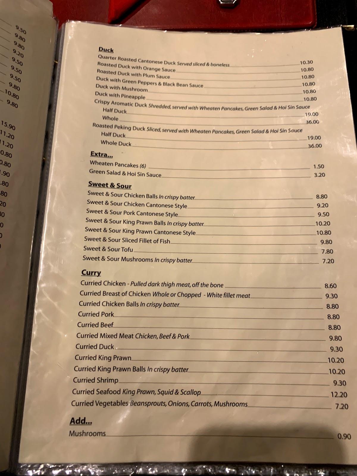 Menu at Chinese Village Restaurant, Callander, Callander, 10 Leny Rd