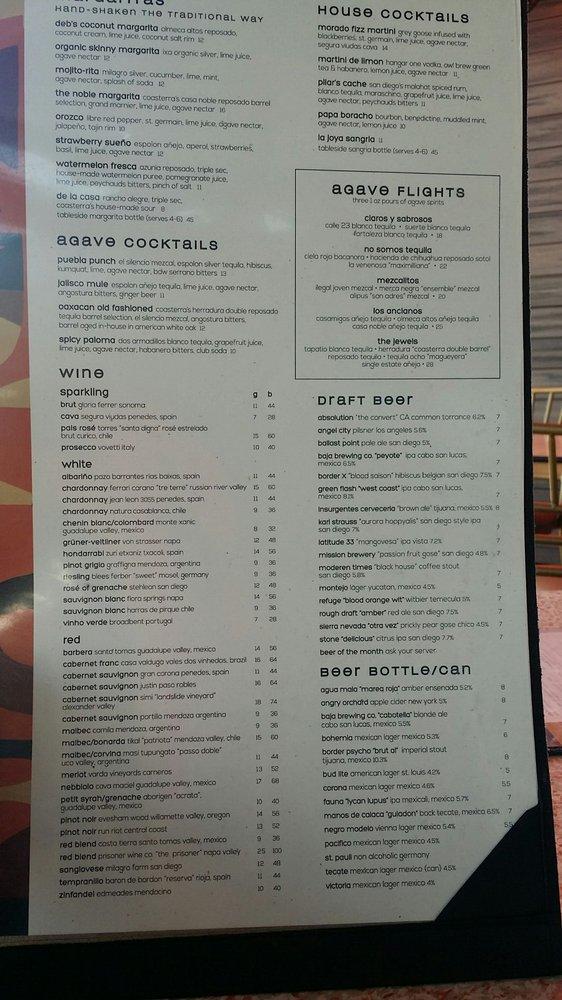 Menu at Coasterra restaurant, San Diego, 880 Harbor Island Dr