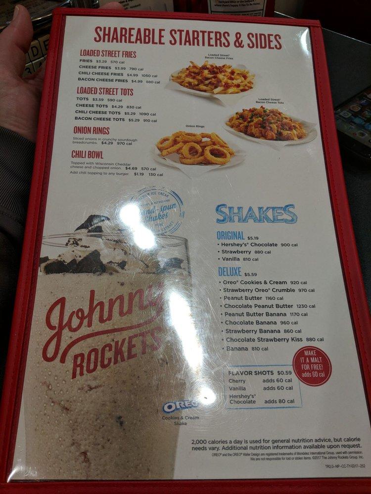 Carta del restaurante Johnny Rockets, Atlantic City, Pacific Ave