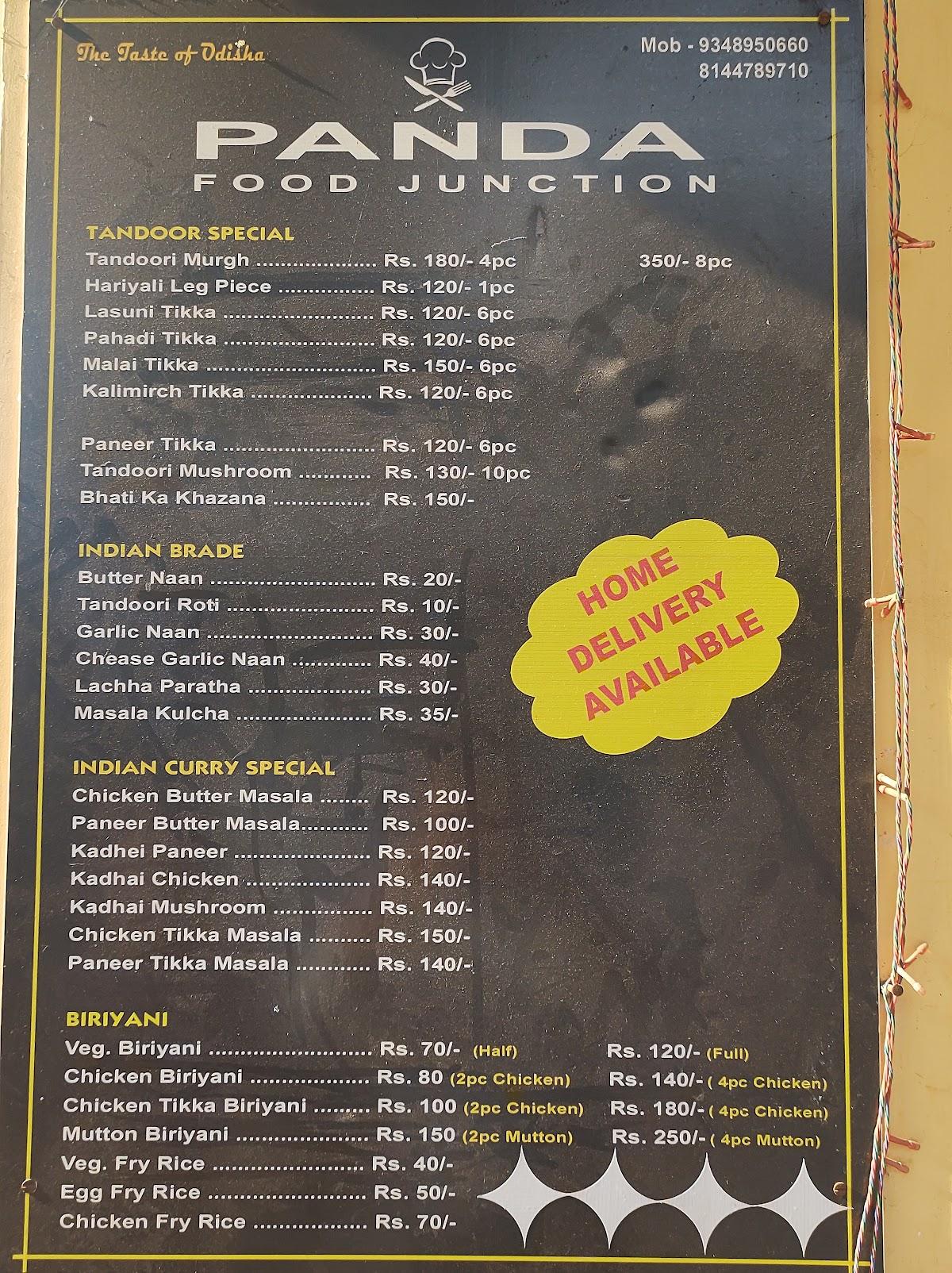 Menu at Panda food junction, India