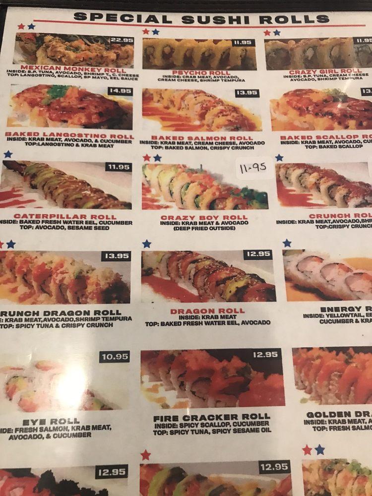 Menu at Samurai Sushi Bar, Hanford