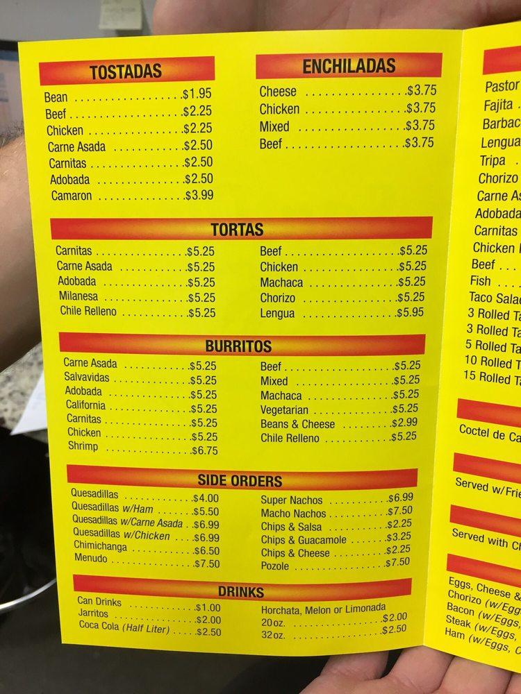 Menu at San Diego Tacos restaurant, Richland Hills