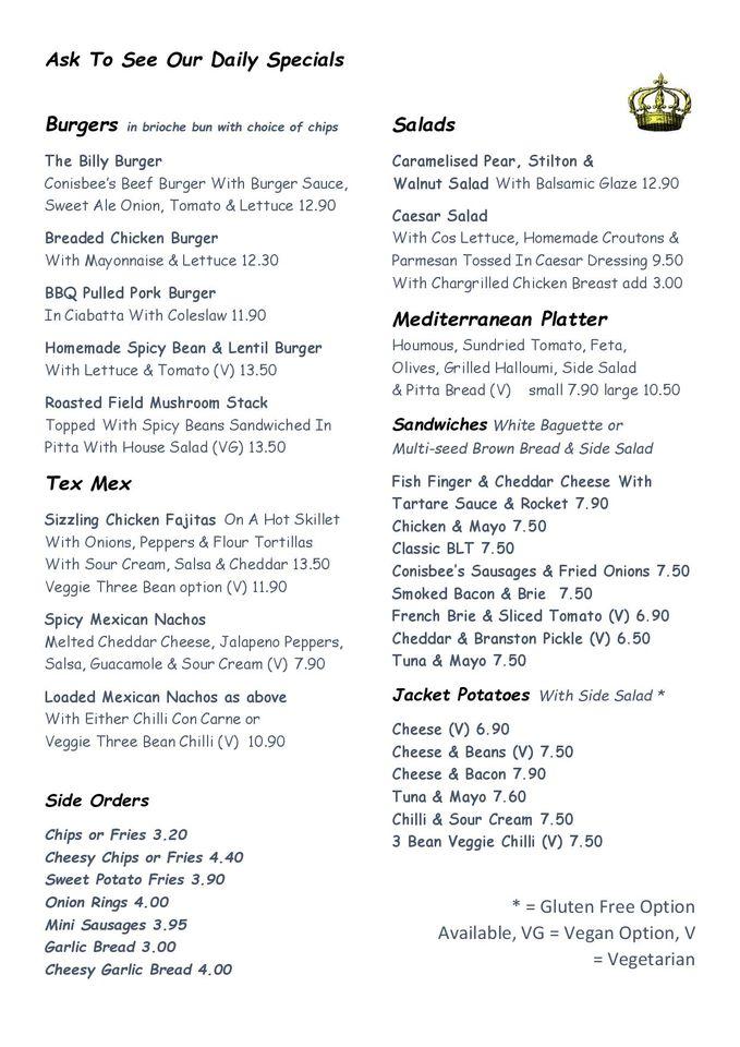 Menu at The King William Ⅳ Pub, East Horsley