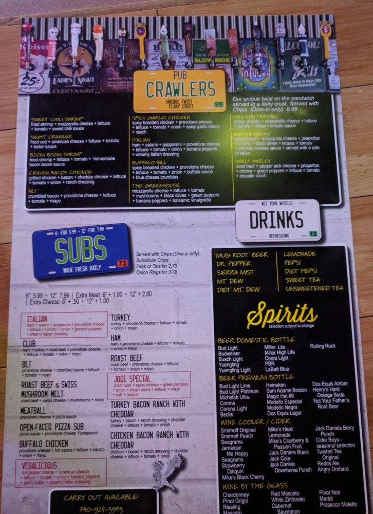 Menu at The Hawks Nest Pub, Pizza, Burgers And Wings, Alexandria