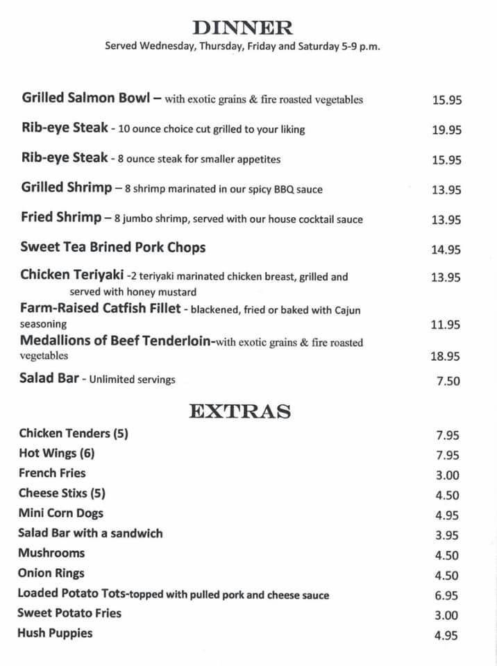 Menu at Philo Tavern restaurant, Philo