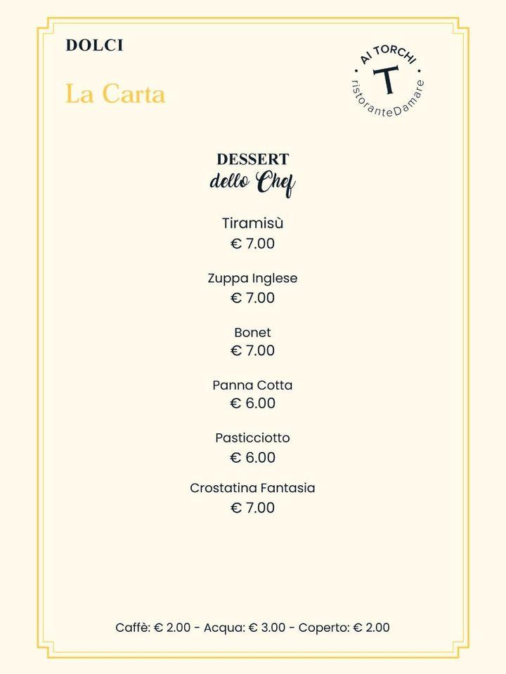 Menu at Ristorante Ai Torchi, Bussana