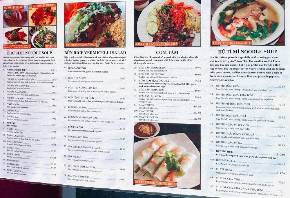 Menu at Taste of Asia restaurant, Eden Prairie