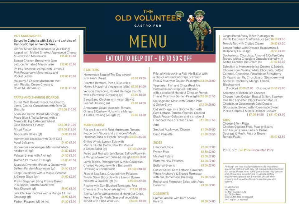 Menu at The Old Vol pub & bar, Lowdham