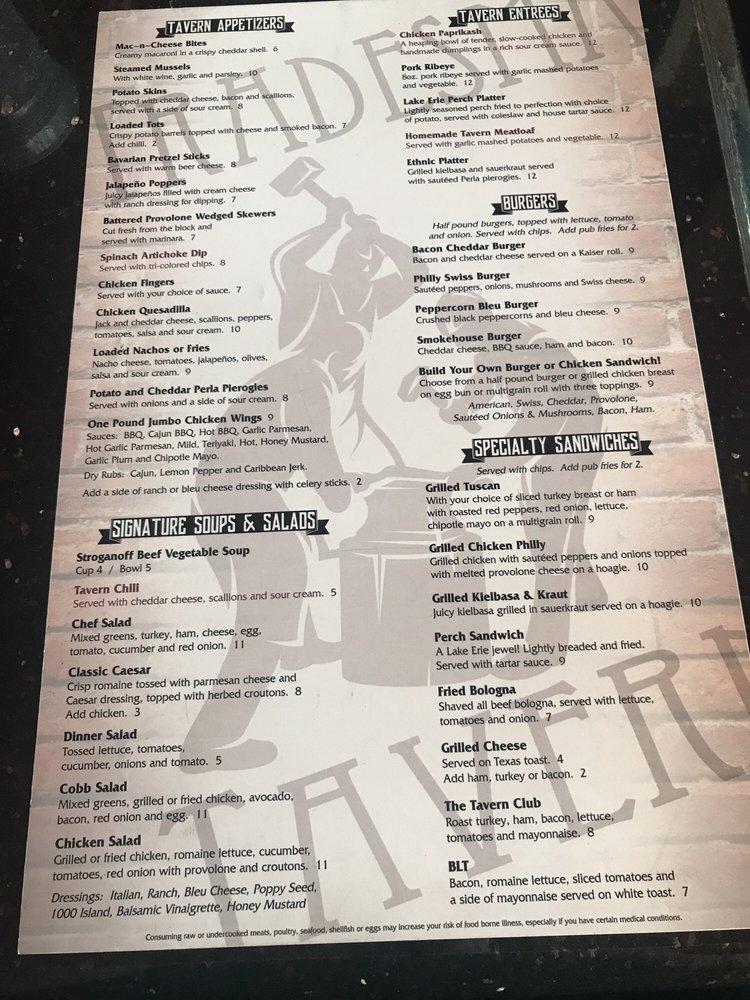 Menu at Tradesman Tavern pub & bar, Parma