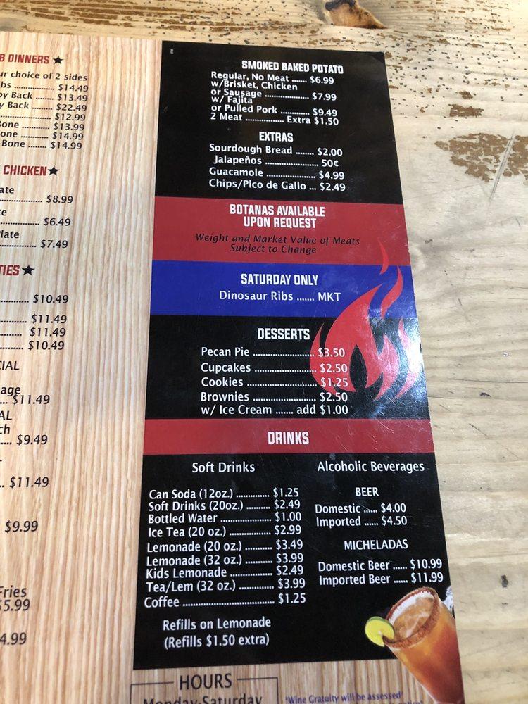 Menu at 492 BBQ, Mission, FM492