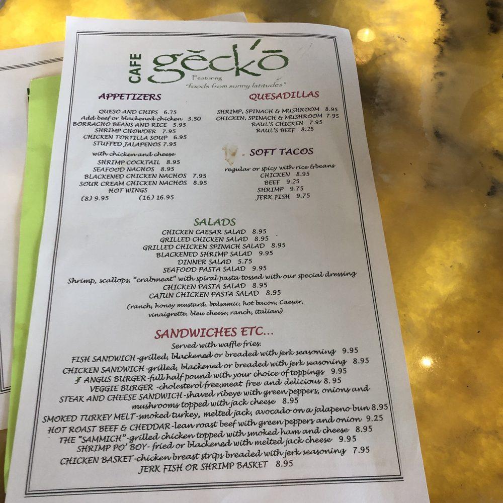 Menu at Cafe Gecko Fairview, Fairview