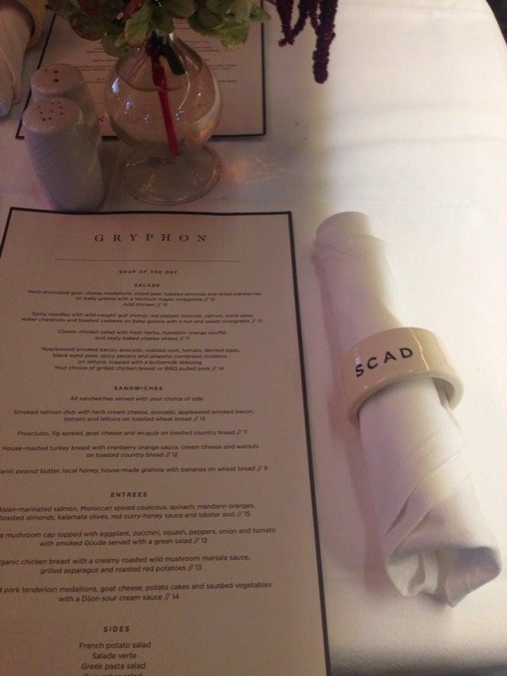 Menu at Gryphon cafe, Savannah