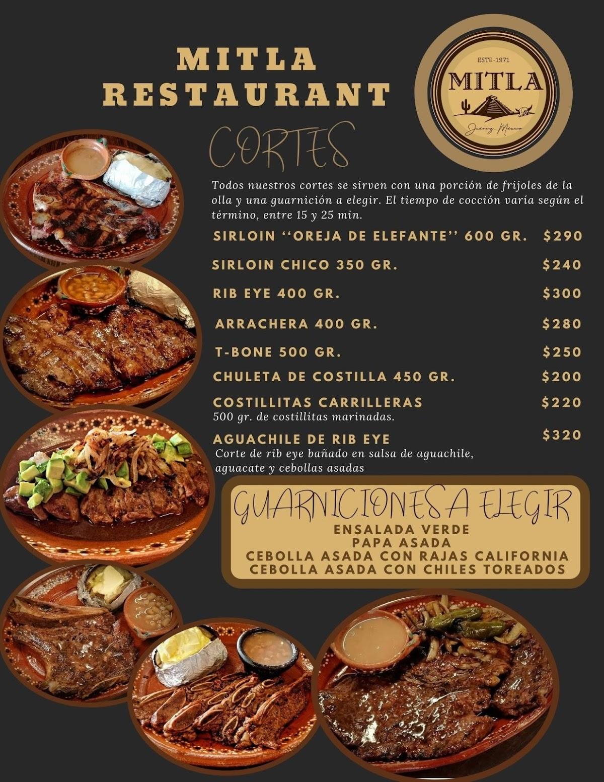 Menu at Mitla restaurant, Ciudad Juarez
