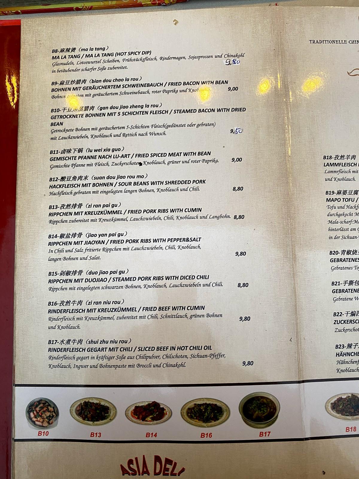 Menu au Asia Deli Chinese Restaurant, Berlin