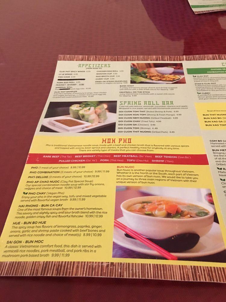 Menu at Clay Pot Restaurant, Waco, 416 Franklin Ave