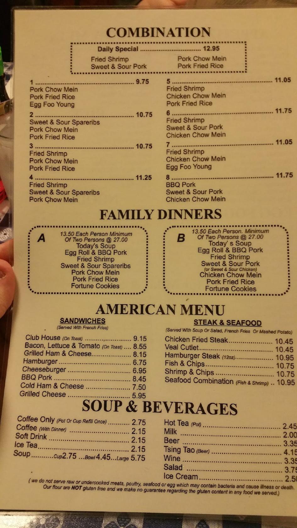 Menu at Kwang Chow Restaurant, Portland