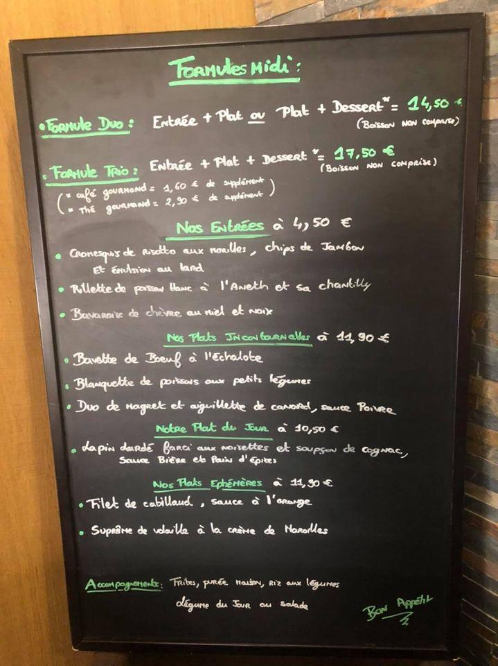 Menu au Le Bistrot Gourmand restaurant, Béthune, 300 Av. de Lens