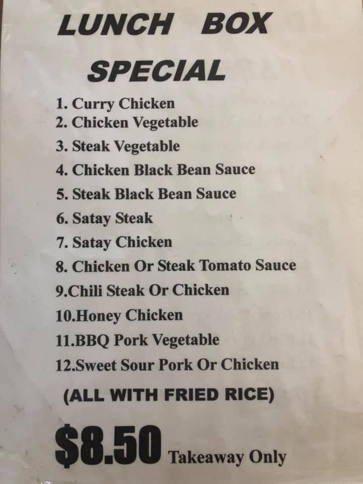 Menu at Lin Yick Restaurant, Sunbury