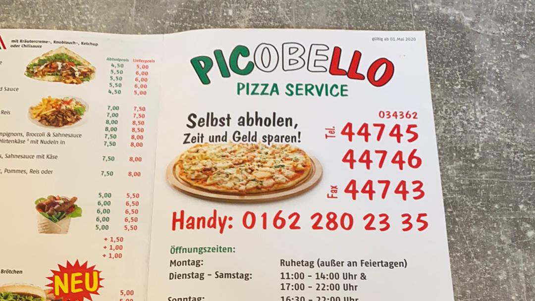Speisekarte von Picobello Pizza Service, Mügeln