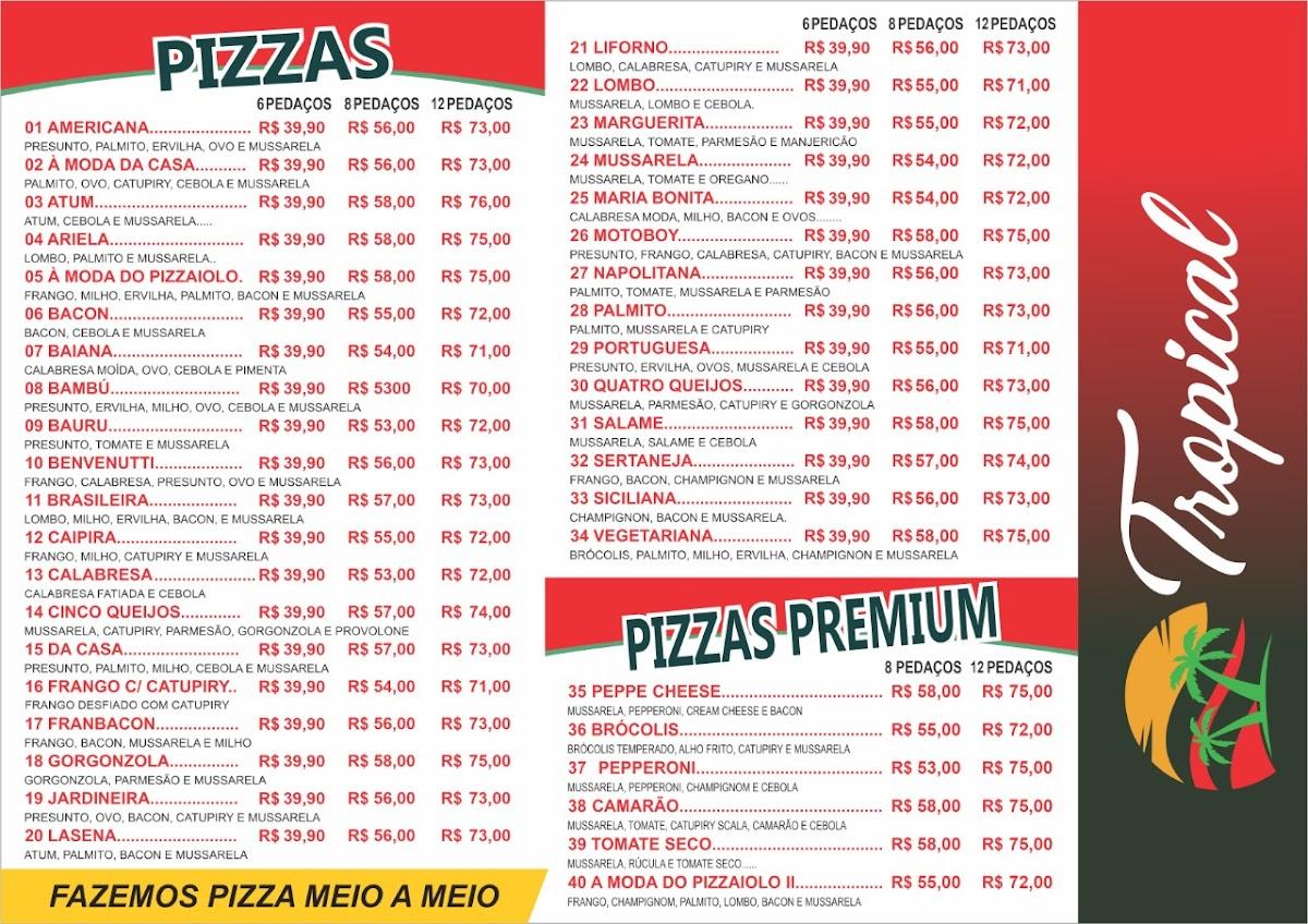 Menu at Pizzaria Tropical Forno a lenha Guarapari, Guarapari