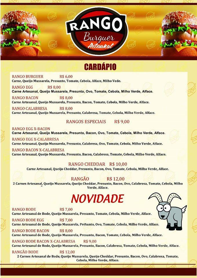 Menu em Rango Burgue restaurante, Brasil
