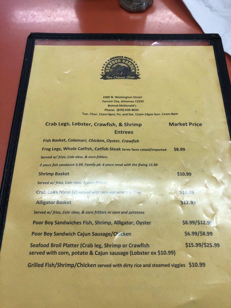 Menu at Seafood Garden restaurant, Forrest City