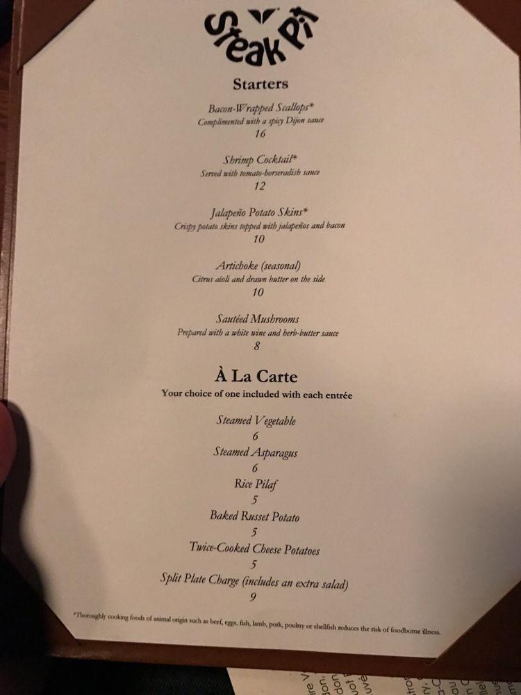Menu at Steak Pit Restaurant, Alta