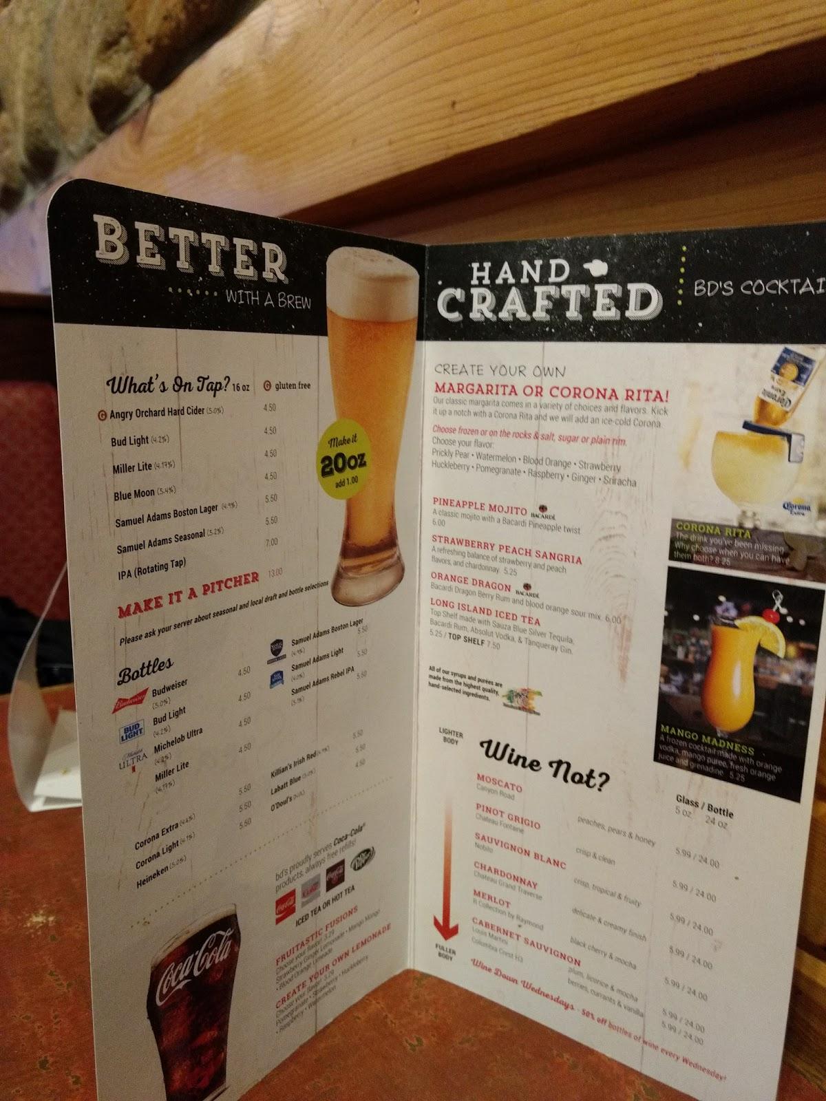 Menu at BD's Mongolian Grill restaurant, Flint, Miller Rd