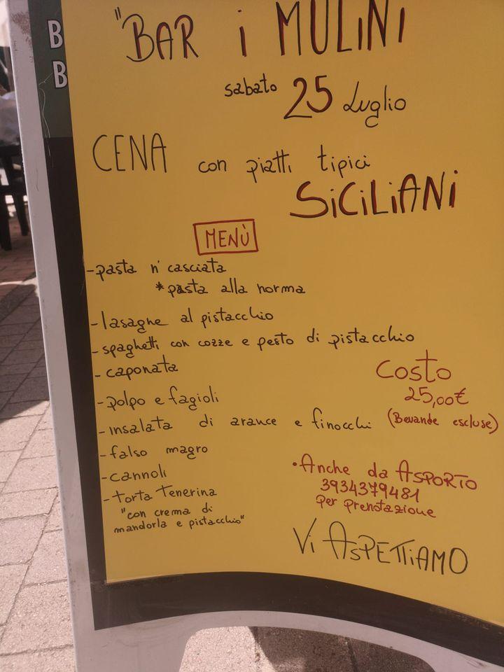 Menu da Snack Cafe' Dei Mulini, Rio Marina
