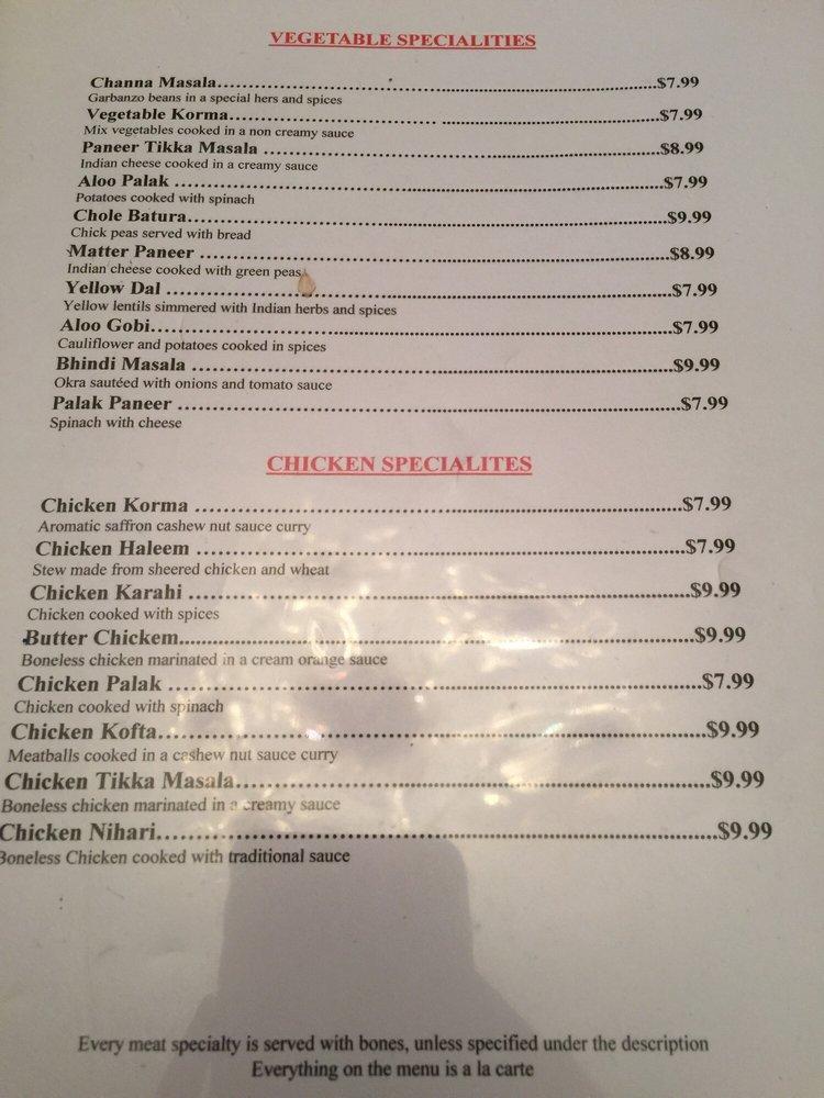 Menu at Lal Qila Indian Pakistani Cuisine restaurant, Ballwin