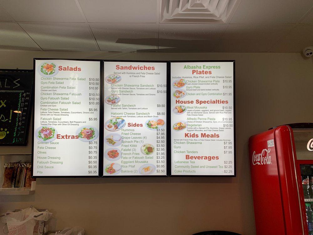Menu at Albasha Express restaurant, Baton Rouge